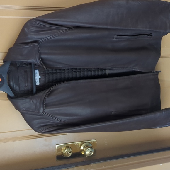 Calvin Klein | Jackets & Coats | Calvin Klein Medium Brown Leather ...